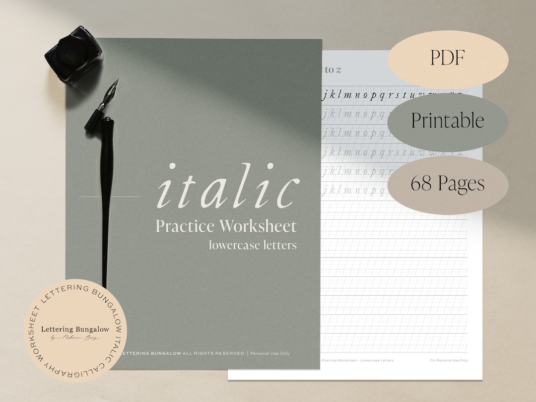 Italic Calligraphy Practice Worksheet, 68 Pages, Learn Chancery Italic ...