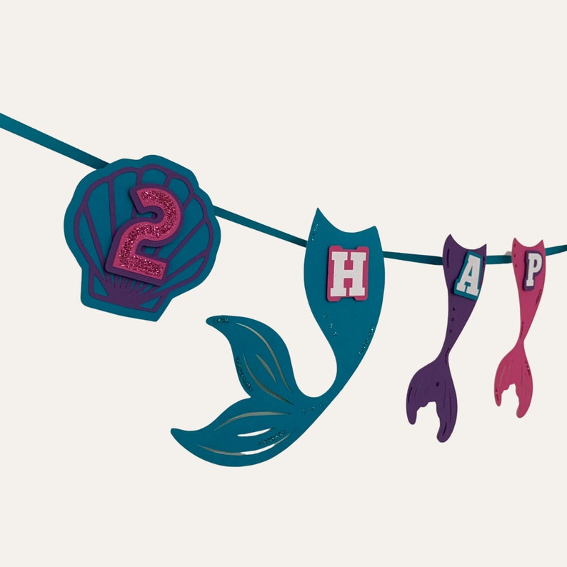 Mermaid Birthday Banner, Mermaid Tail Birthday Banner, Kids Mermaid ...