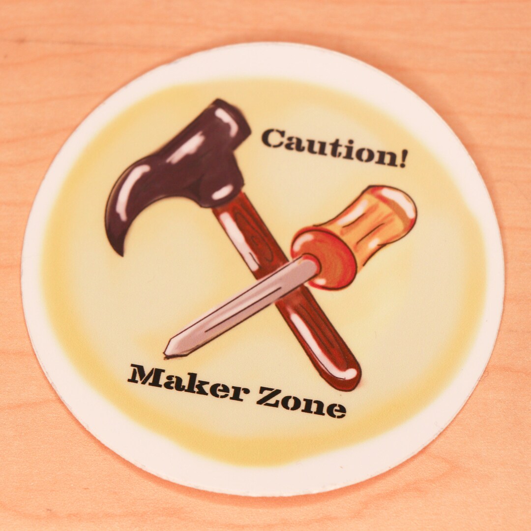 Caution Maker Zone Vinyl Sticker - Etsy