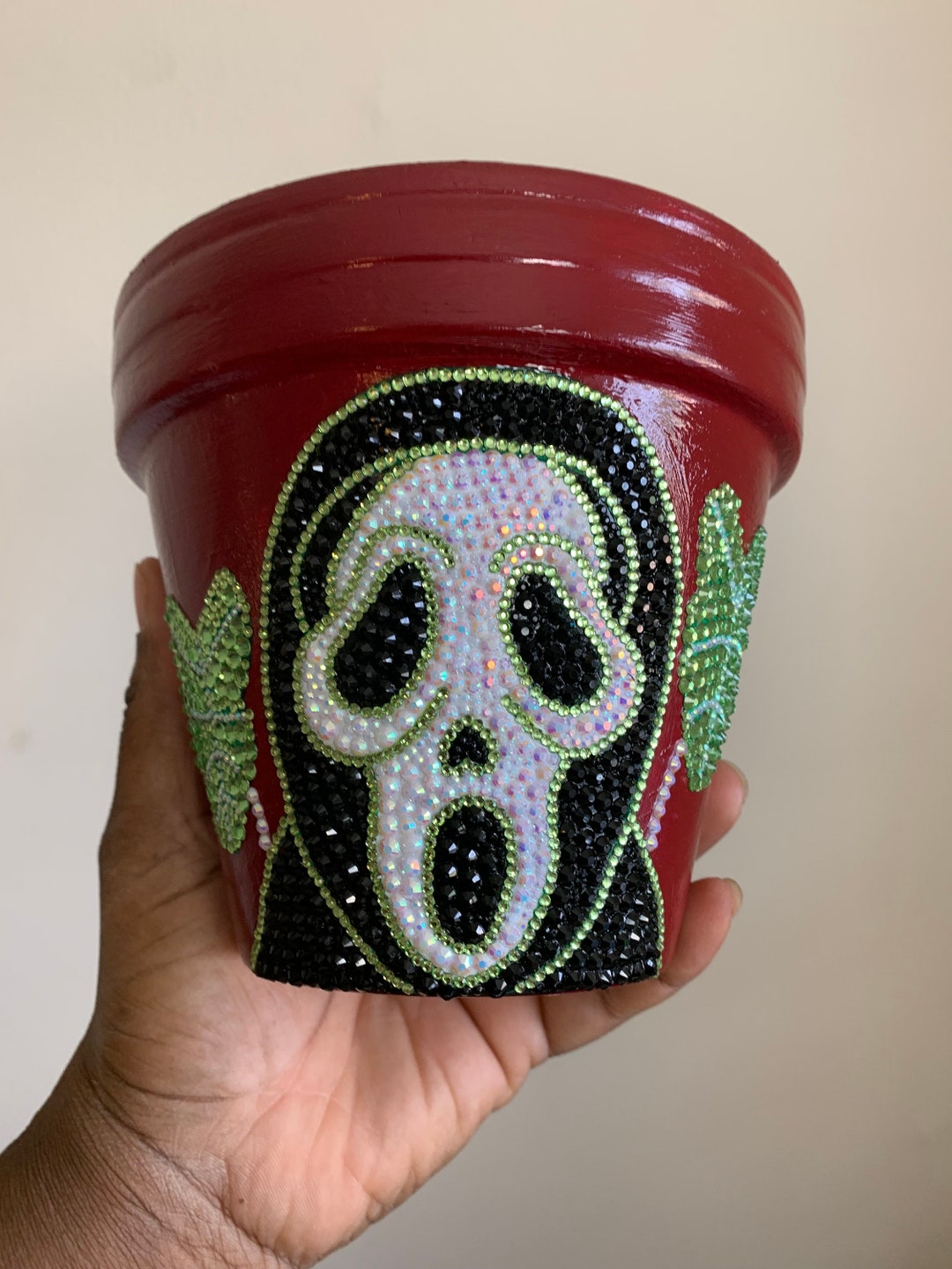 Ghost Mask Planter Bedazzled Ghost Mask Pot Rhinestone Plant Pot - Etsy