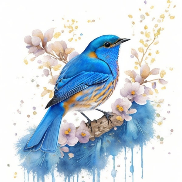 Bluebird on Branch - Etsy