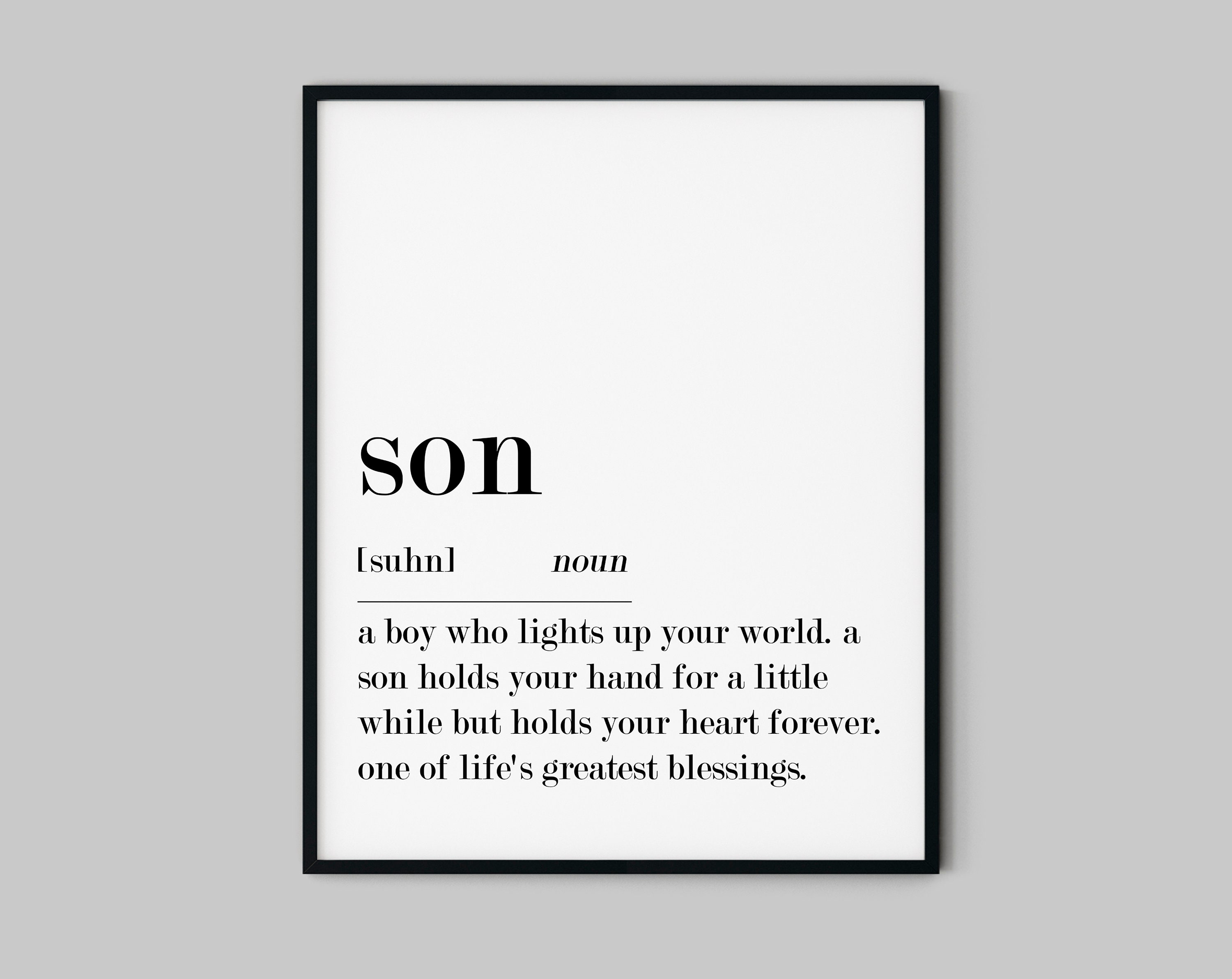 Son Definition Print, Family Print, Gift From Mom, Boys Room Decor, Son ...