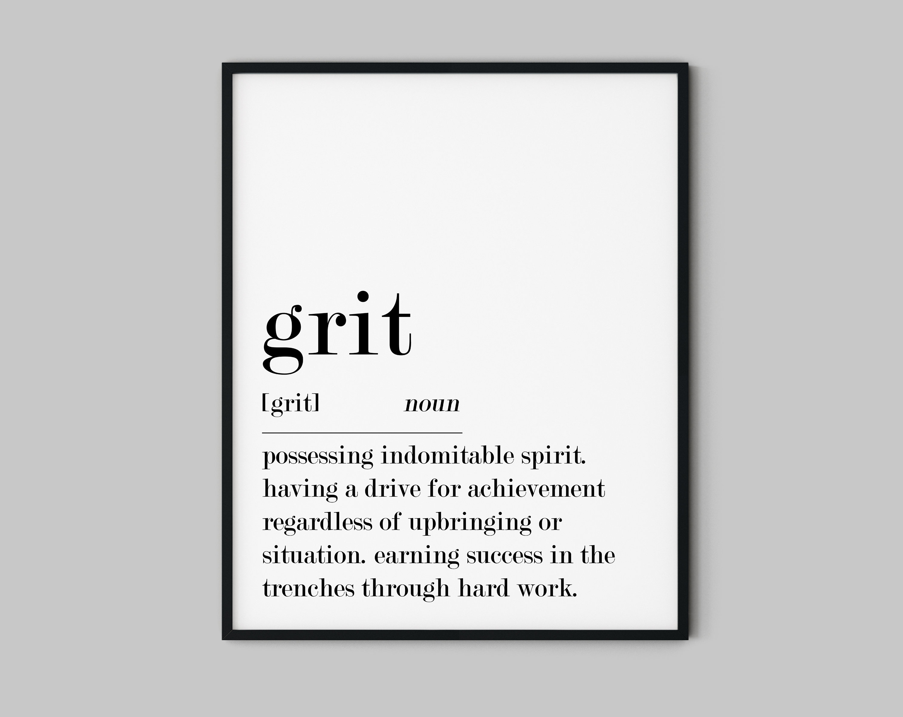 Grit Definition Print, Home Office Printable, Motivational Wall Decor ...