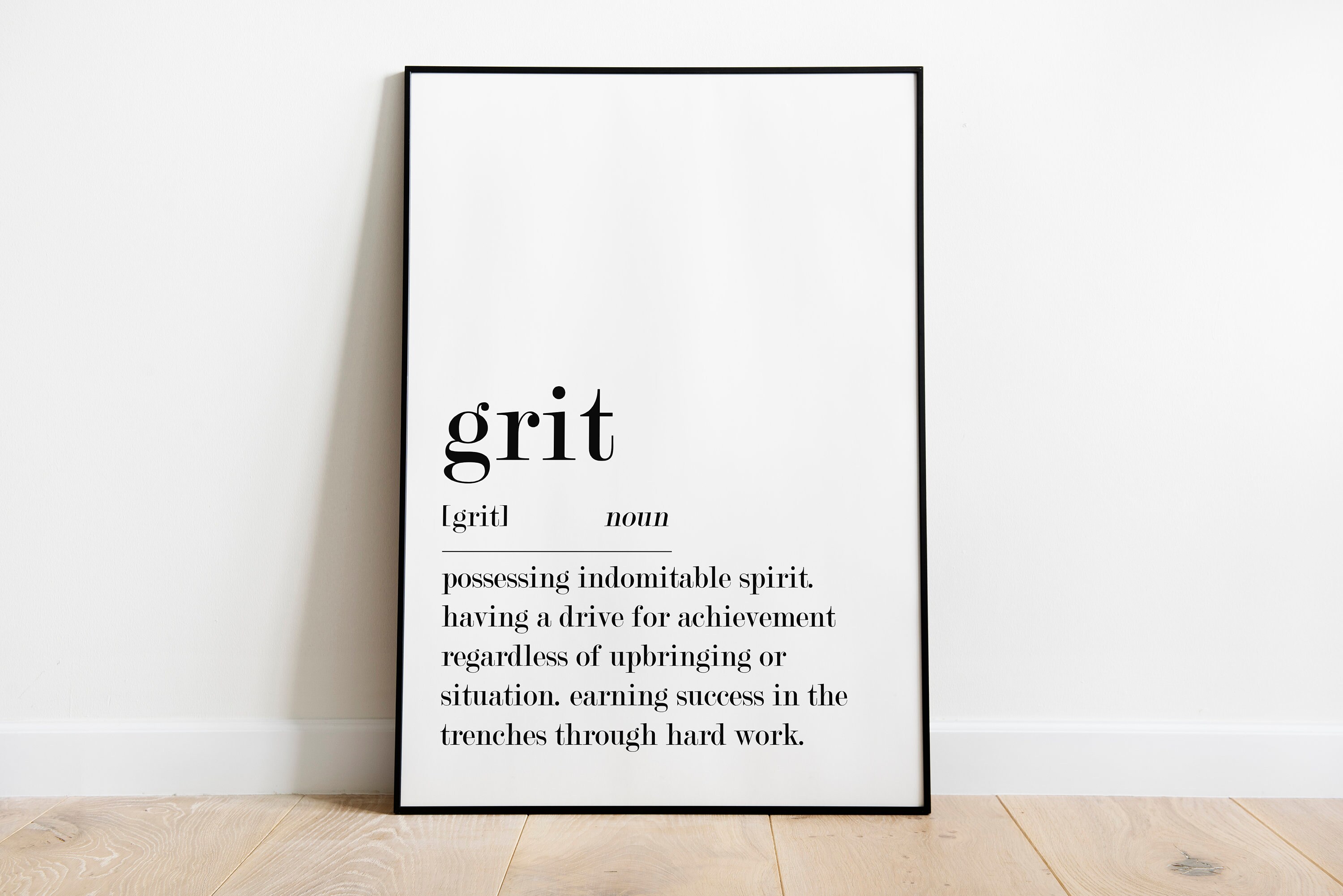 Grit Definition Print, Home Office Printable, Motivational Wall Decor ...