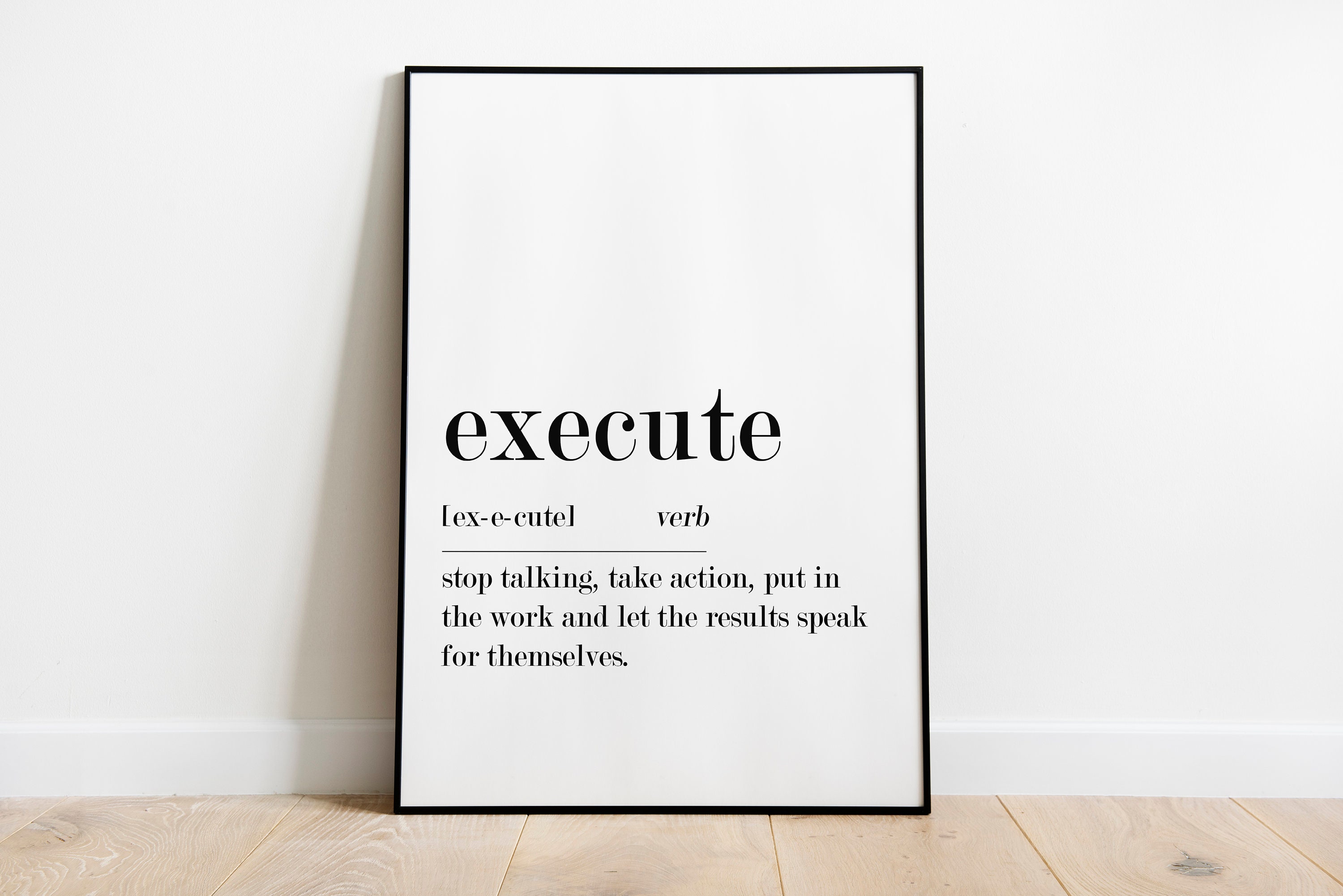 Execute Definition Home Office Wall Art Inspirational Quote - Etsy Portugal