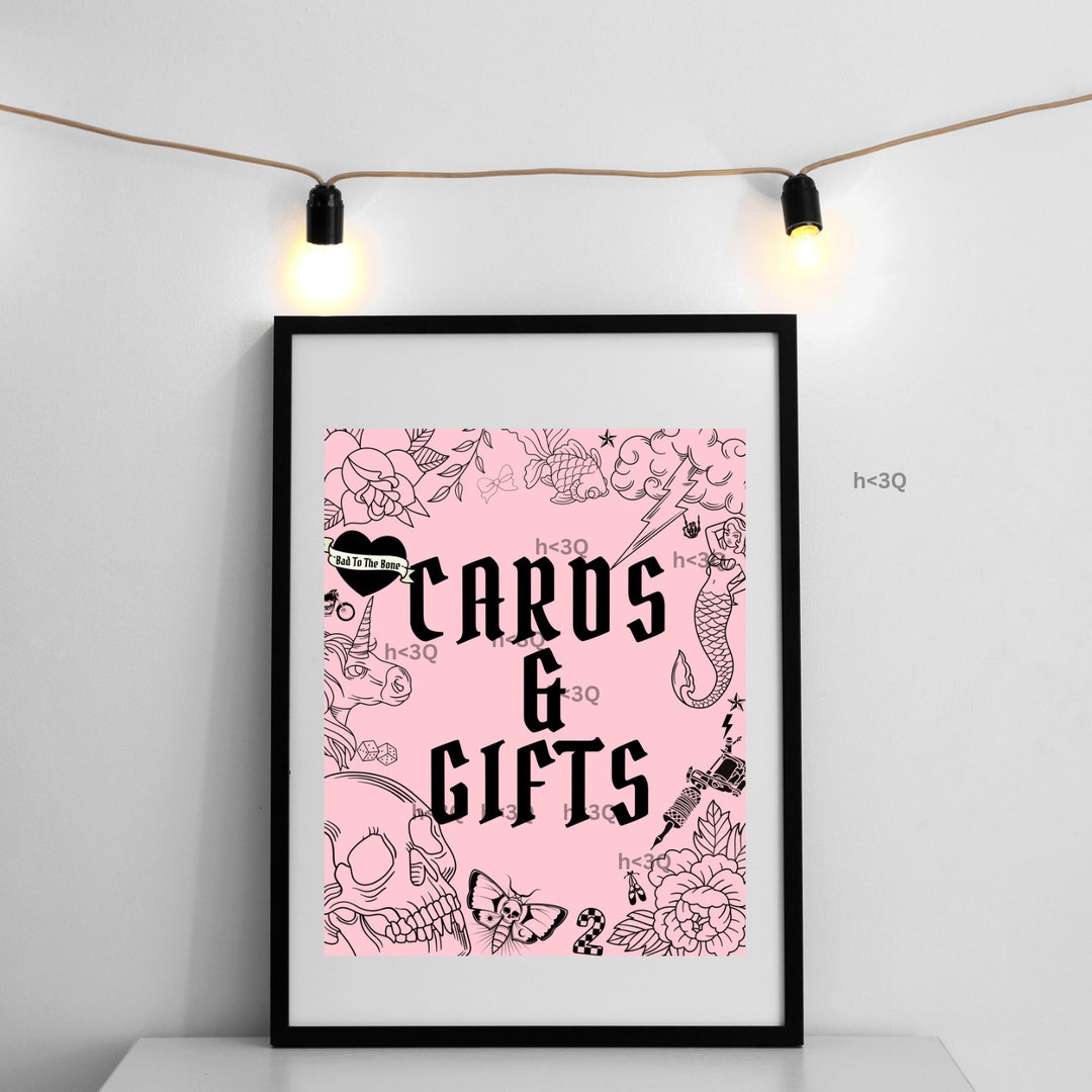 Bad Two the Bone Birthday Theme Cards and Gifts Table Sign - Etsy