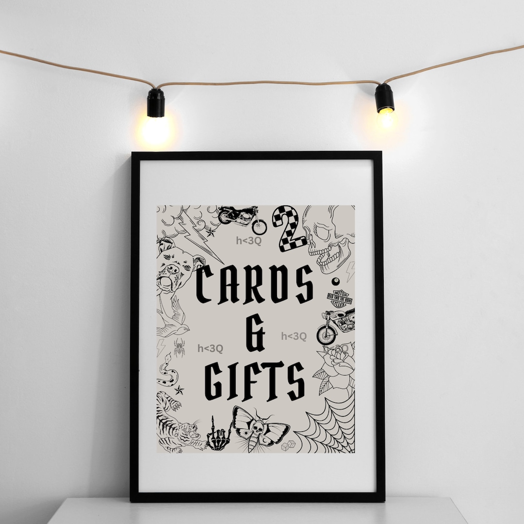 Bad Two the Bone Theme Birthday Cards and Gift Table Sign - Etsy