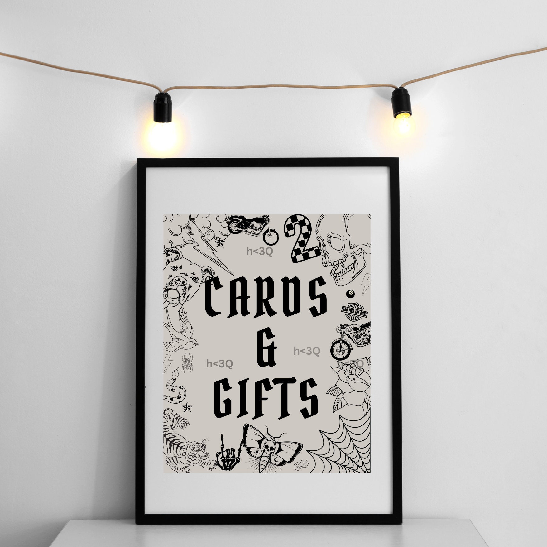 Bad Two the Bone Theme Birthday Cards and Gift Table Sign - Etsy