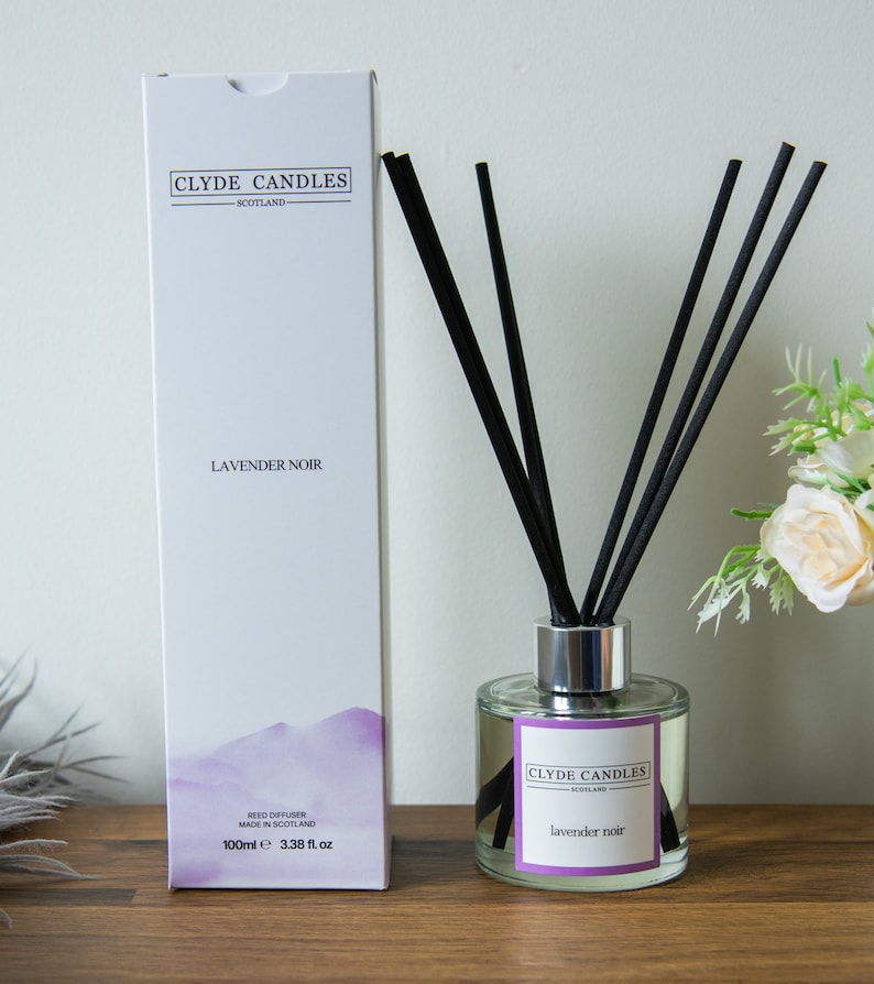 Lavender Noir Reed Diffuser - Clyde Candles, Luxury Diffuser Oil With a ...