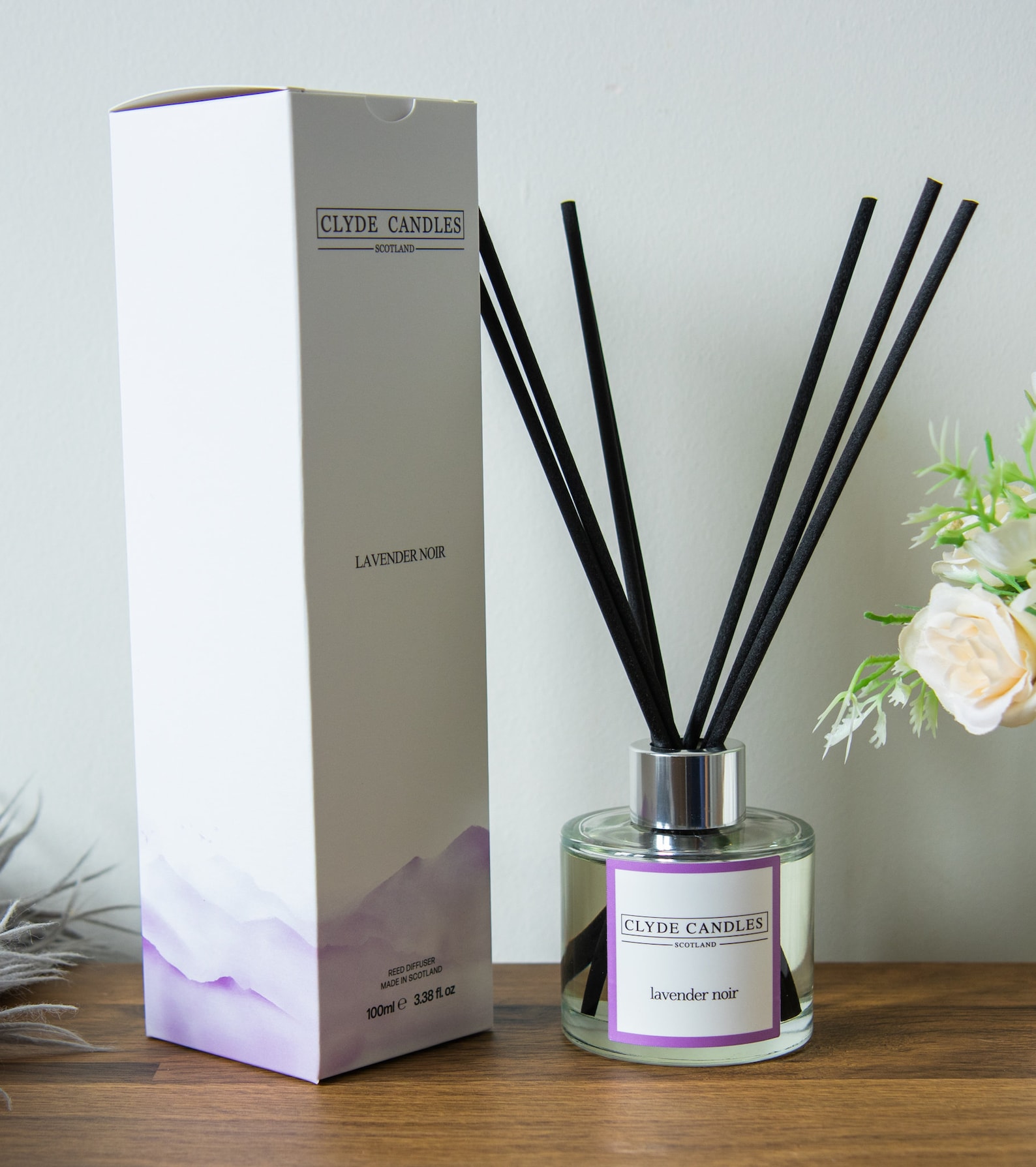Lavender Noir Reed Diffuser - Clyde Candles, Luxury Diffuser Oil With a ...