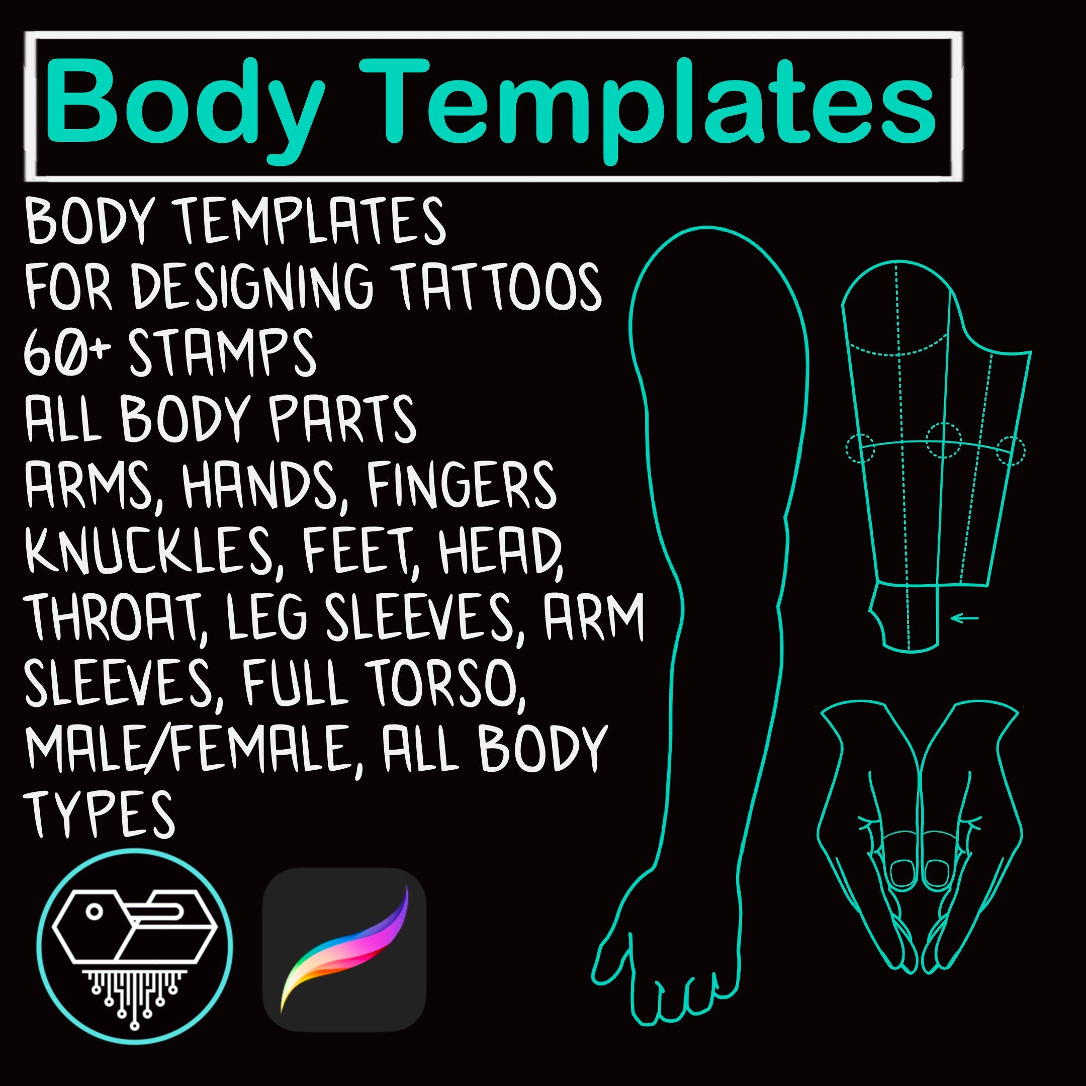 Body Templates Tattoo Maps - Etsy