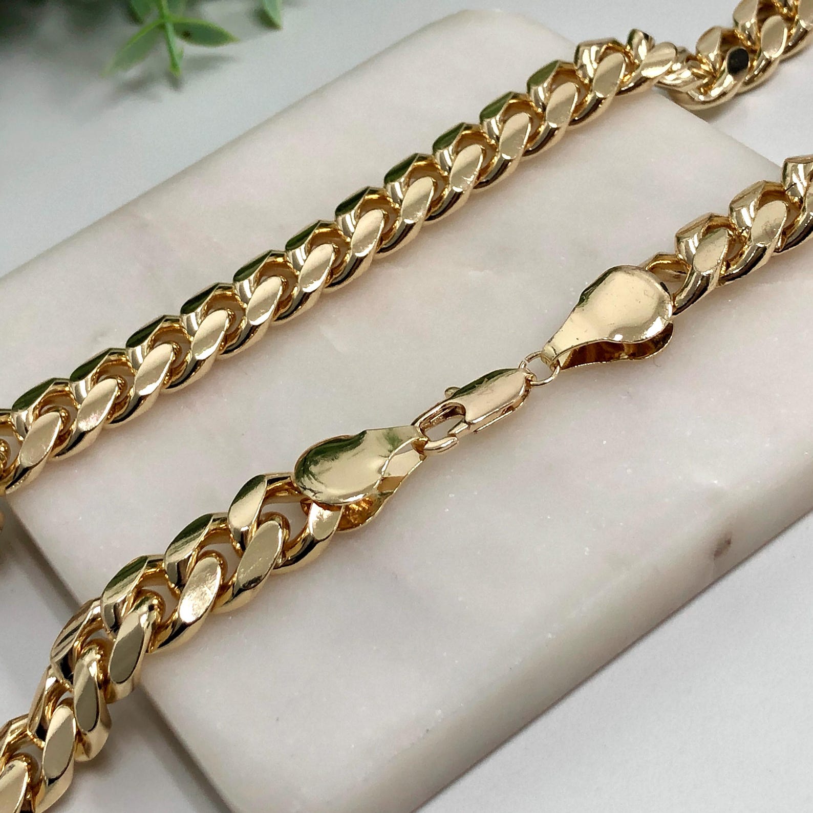 14K Gold Plated Cuban Link Chain, 12mm Heavy Curb Necklace or Bracelet ...