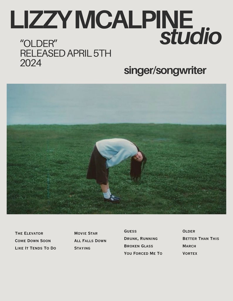 Lizzy Mcalpine Poster Print Older Album Poster Digital Download for ...