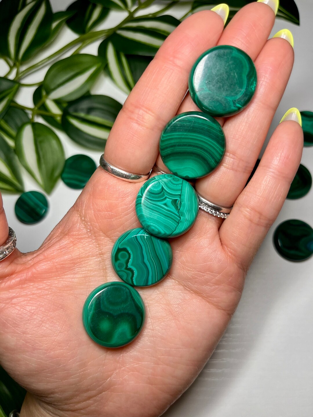 Small Malachite Circular Flat Stone - Etsy