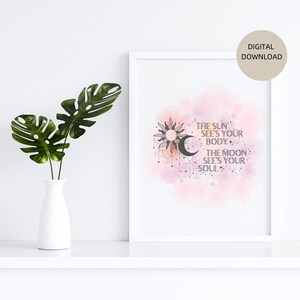 Sun & Moon Positive Affirmation Self Love Printable Wall Art, Printable ...
