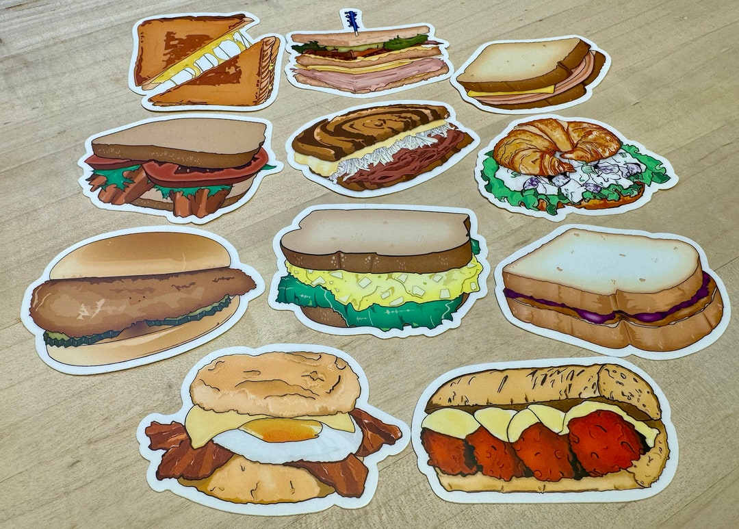 Sandwich Sticker Pack | High Quality Vinyl | Pack of 11 | All Your ...
