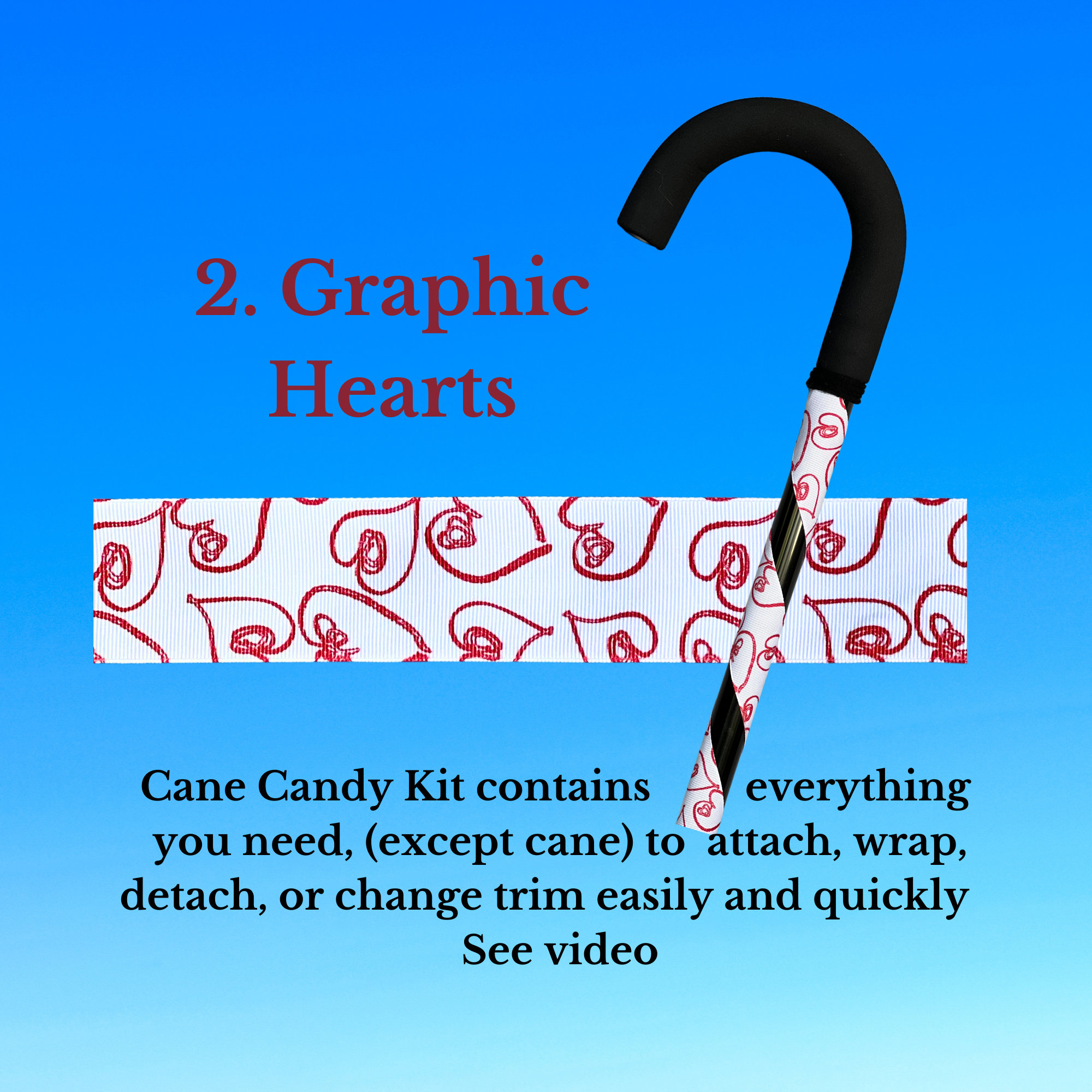 Hearts Cane Decor Kits; Walking Cane Fashion Kits; Cane Decoration Kits ...