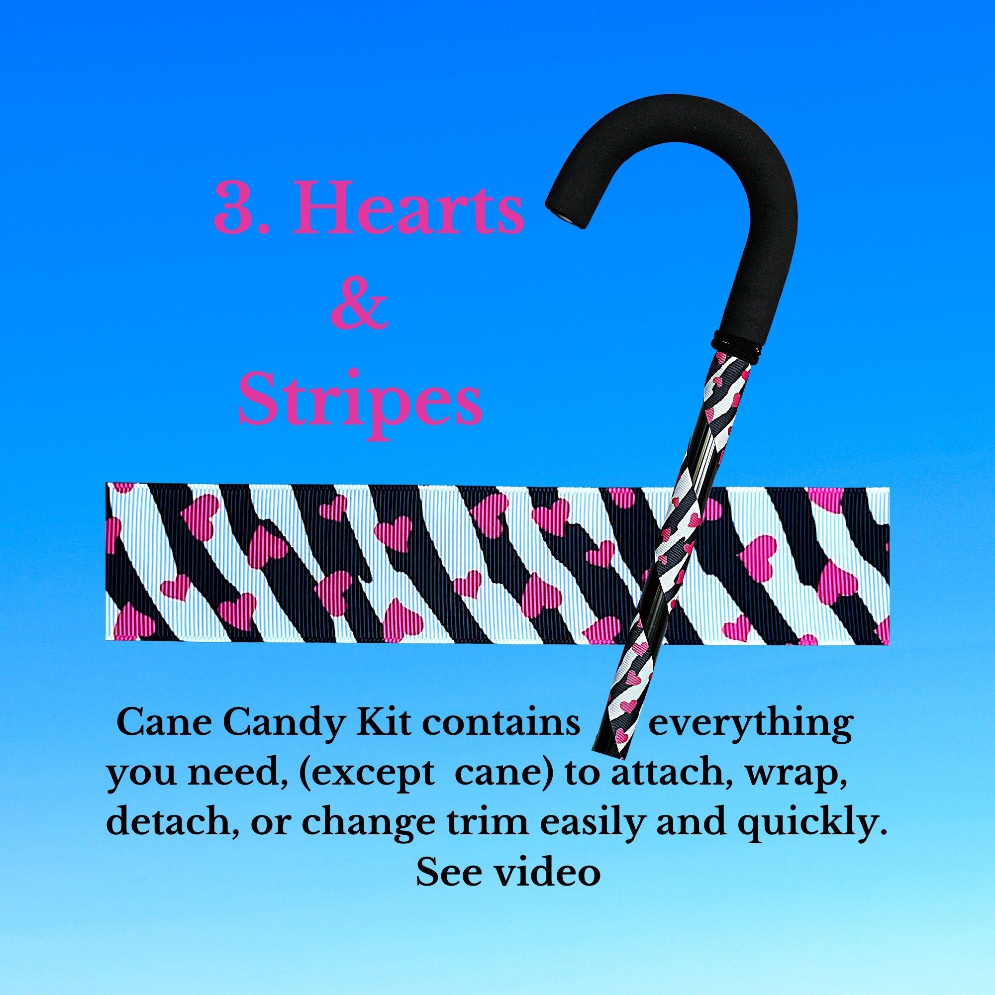 Hearts Cane Decor Kits; Walking Cane Fashion Kits; Cane Decoration Kits ...