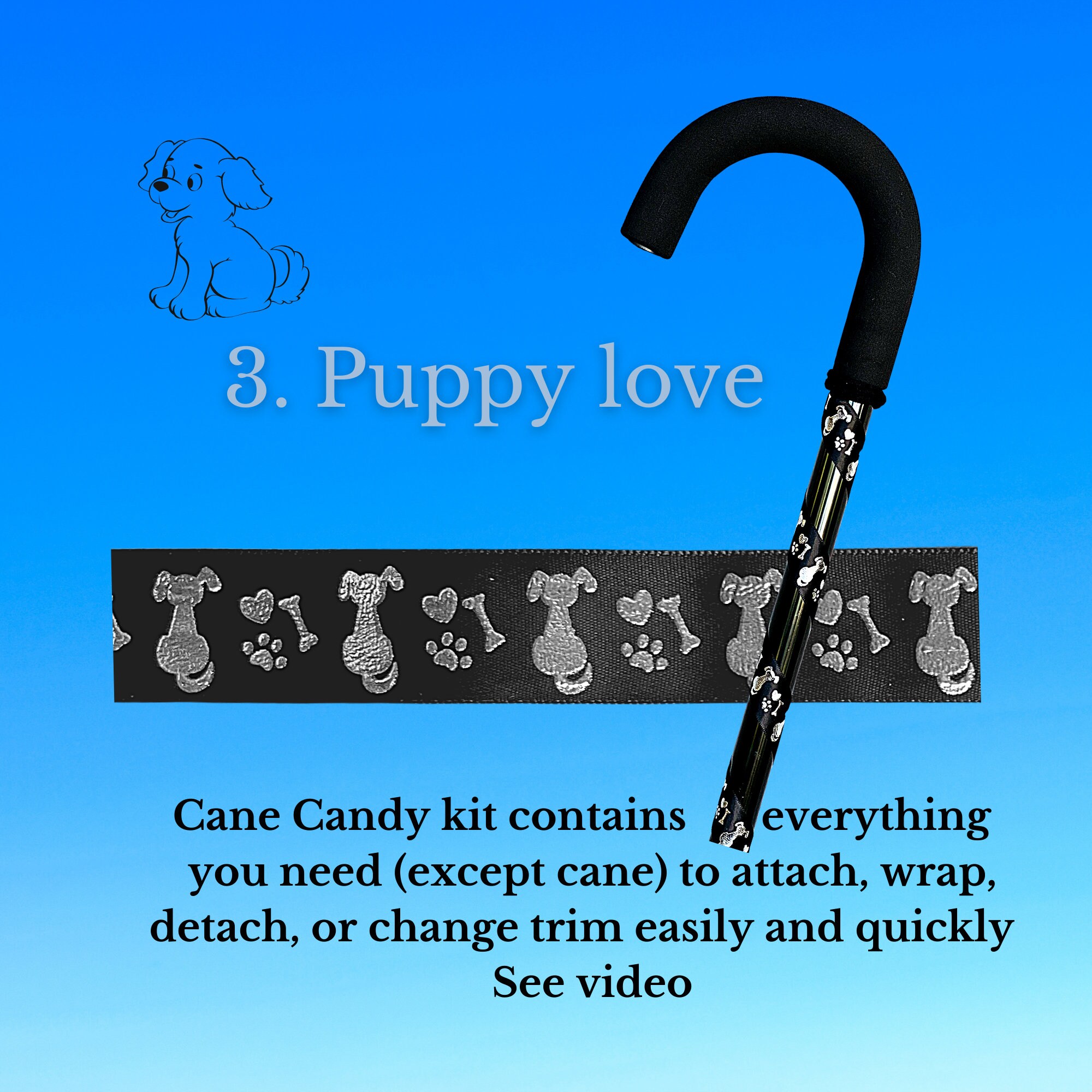 Animal Print Cane Decor Kits; Pet Themed Decorations for Canes; Dog and ...