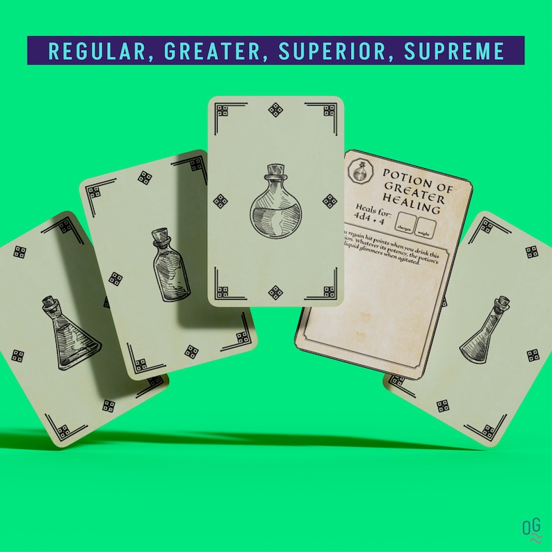 D&D Healing Potion Cards: Printable Item Card Bundle (digital Download ...