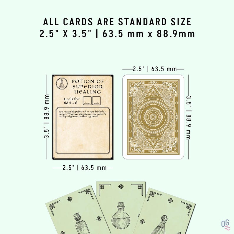 D&D Healing Potion Cards, Printable Item Cards, Item Card Bundle ...