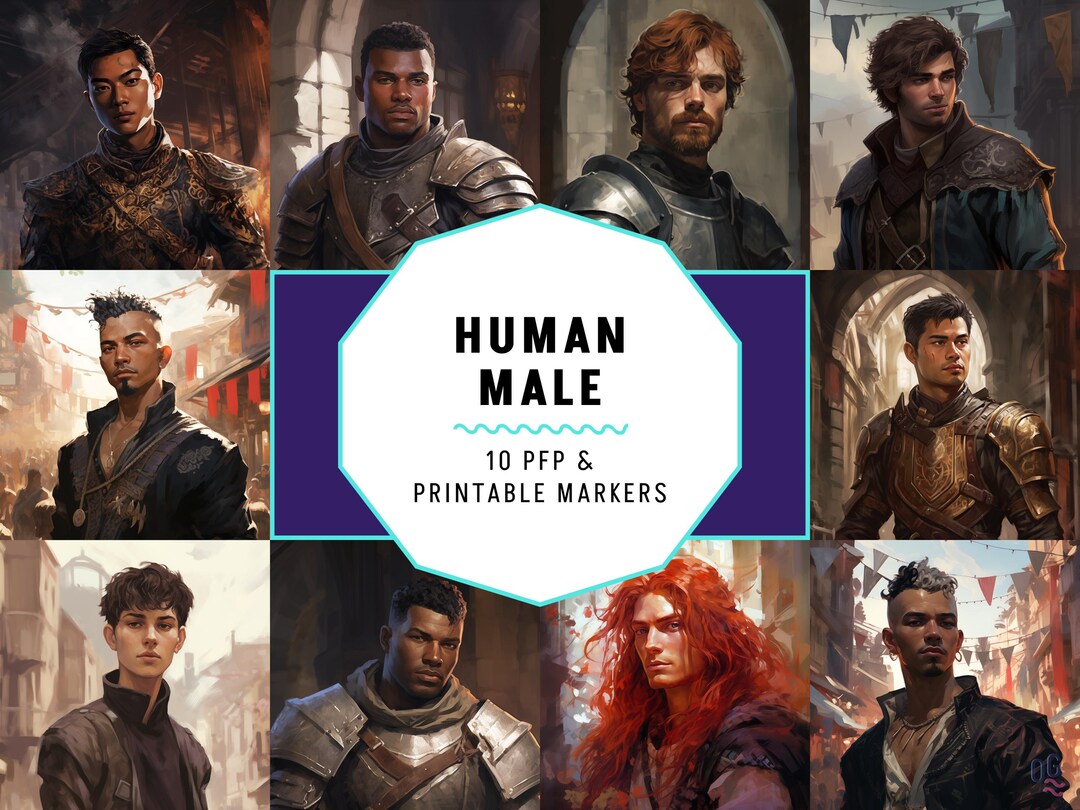 Human Male Profile Pictures, Printable Character Markers, Dungeons ...