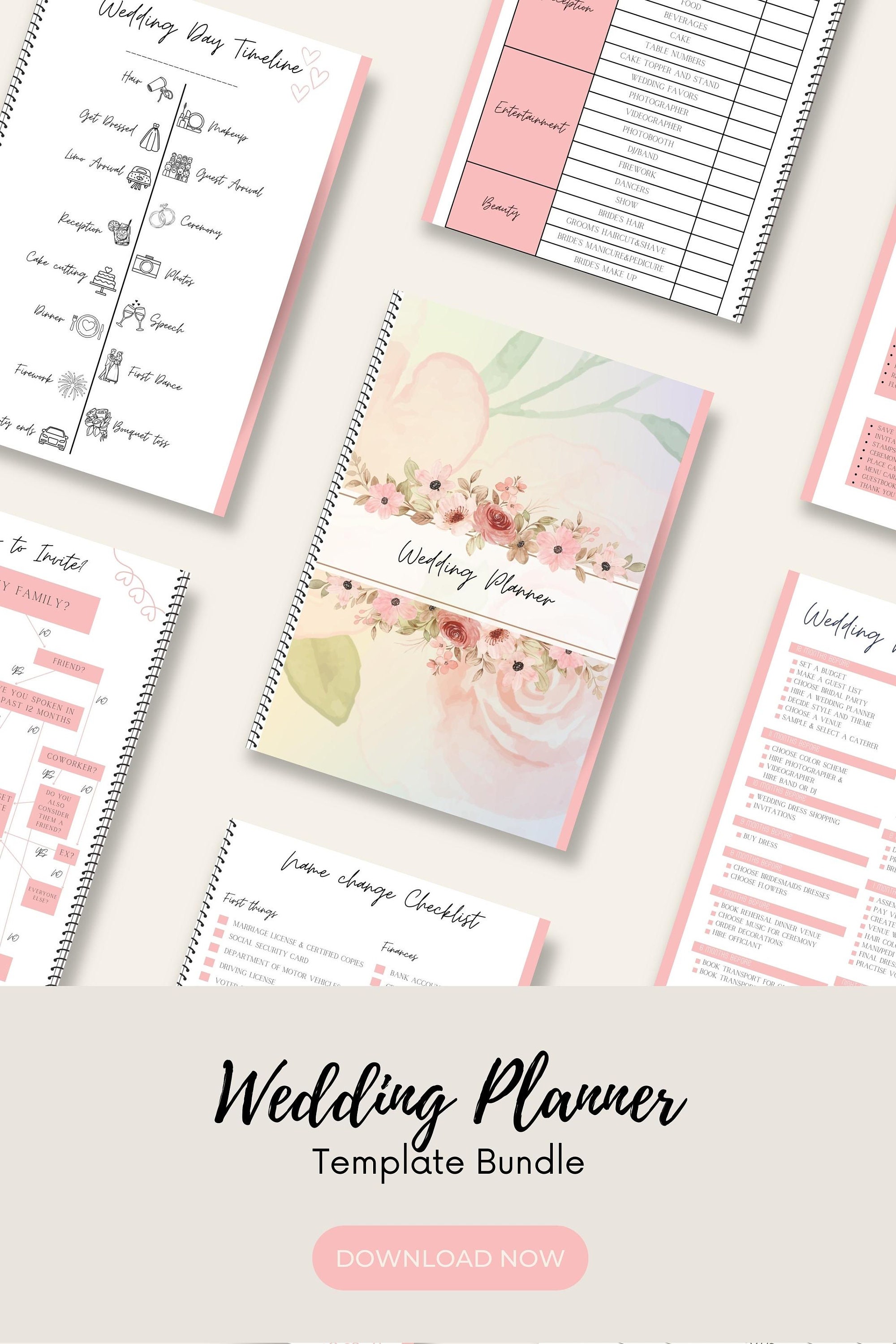 Editable Digital Wedding Planner Template, Customizable Wedding Planner ...