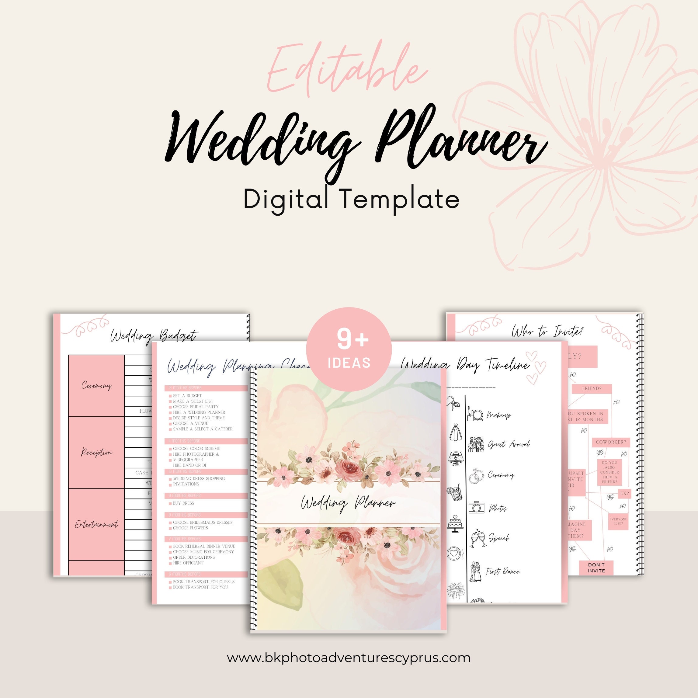 Editable Digital Wedding Planner Template, Customizable Wedding Planner ...