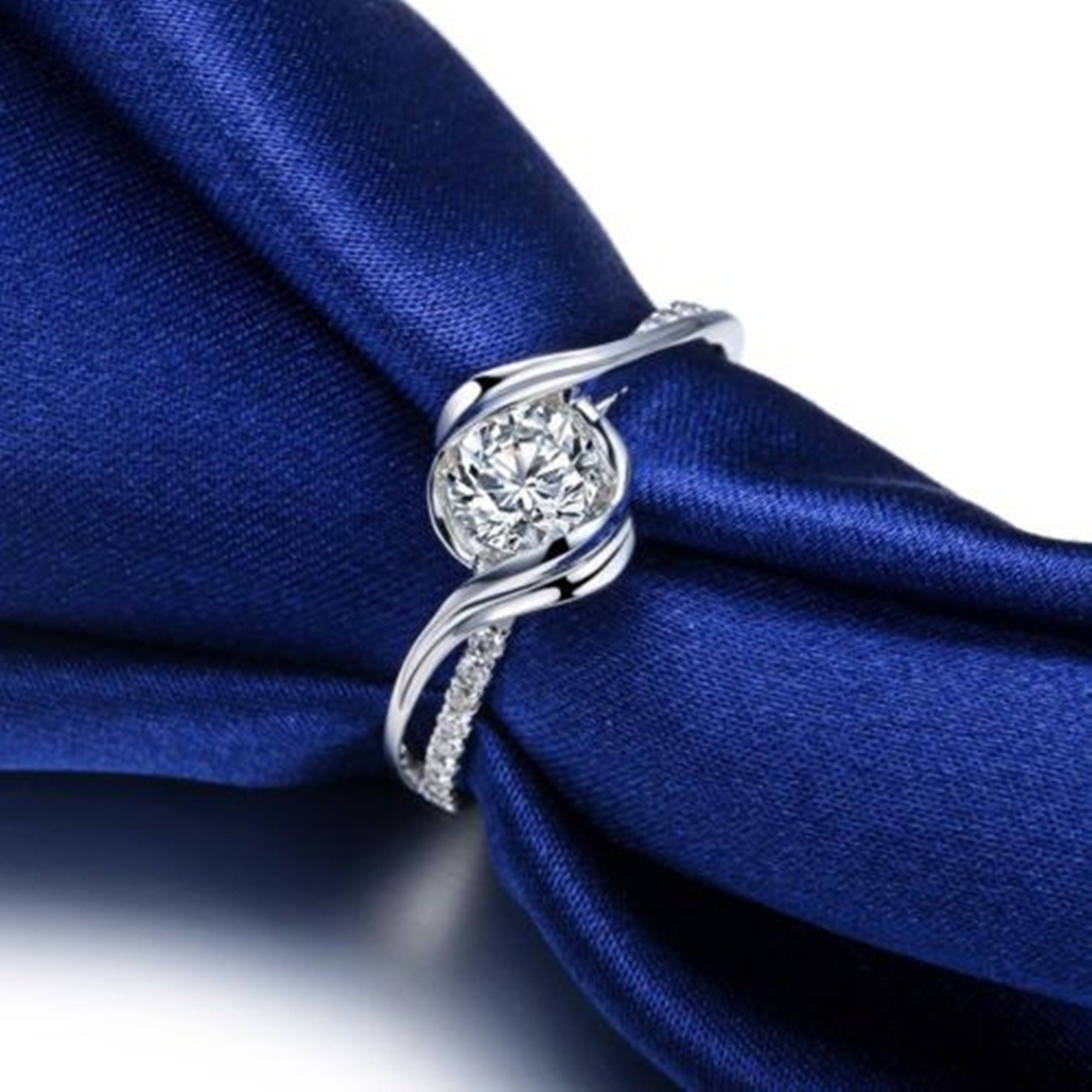 Bypass Style Twisted Ring, Tension Set Ring, Minimalist Gold Engagement ...