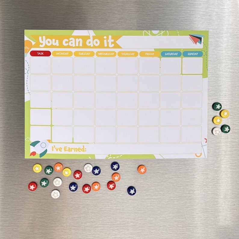 Magnetic Reward Chart for Children, Kids, Toddlers With Colourful Star ...