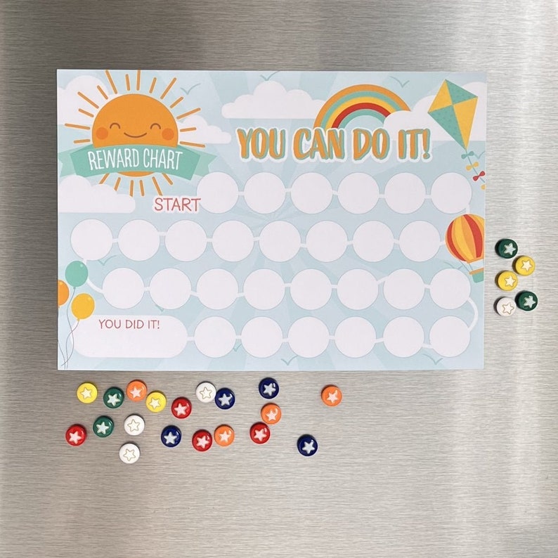 Magnetic Reward Chart for Children, Kids, Toddlers With Colourful Star ...