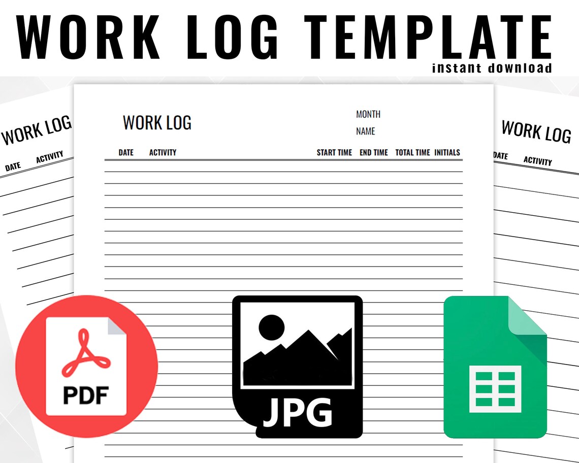 Work Log | Printable Template | Editable Google Sheets Template ...