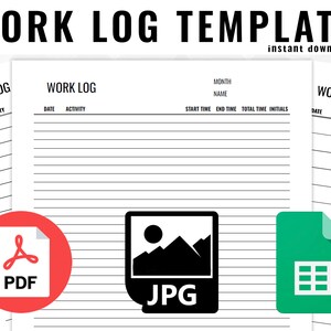 Work Log | Printable Template | Editable Google Sheets Template ...