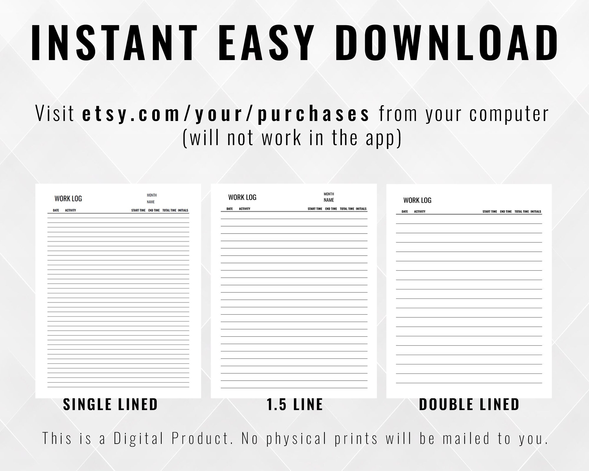 Work Log | Printable Template | Editable Google Sheets Template ...
