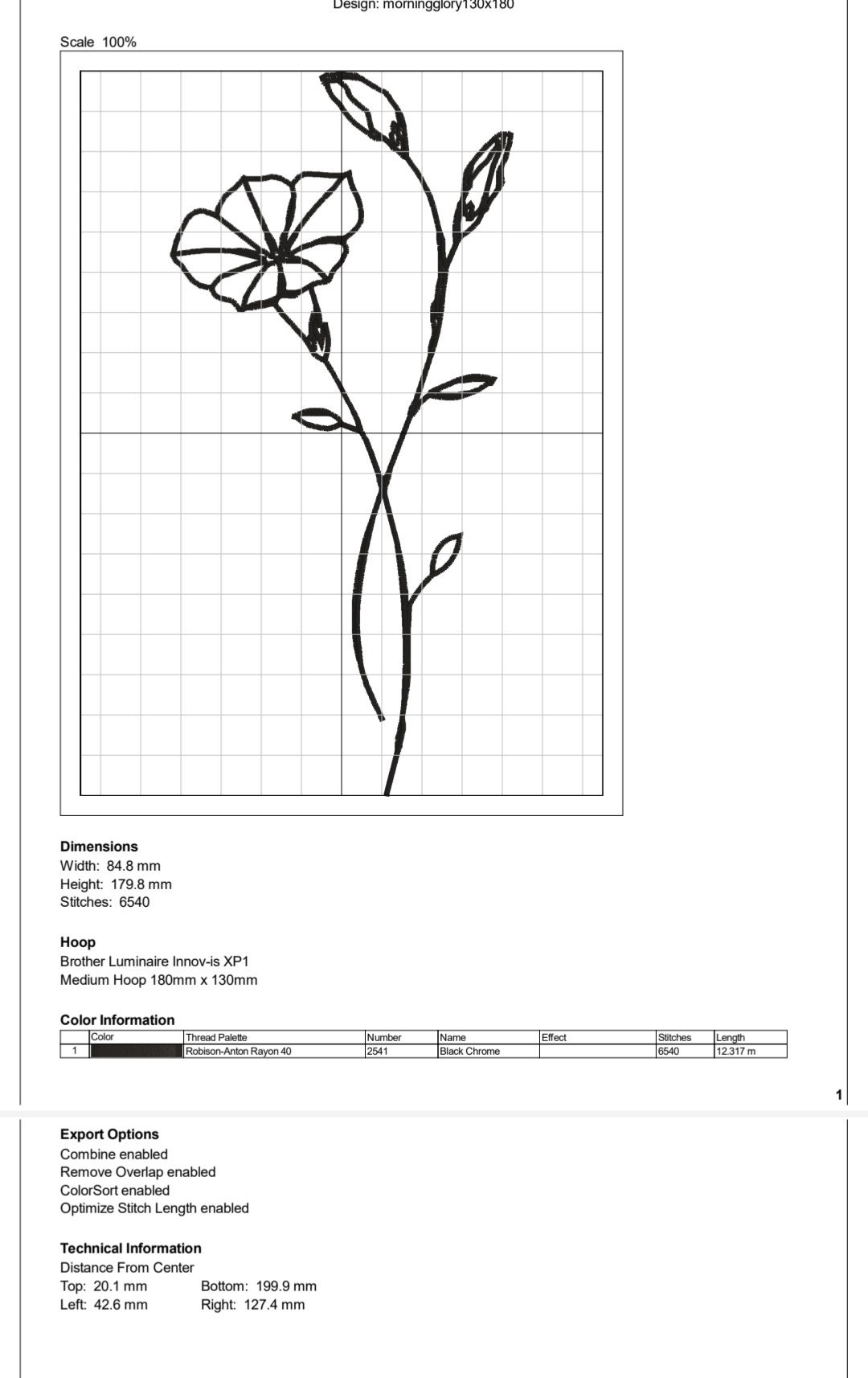 Morning Glory Machine Embroidery File September Birth Month - Etsy