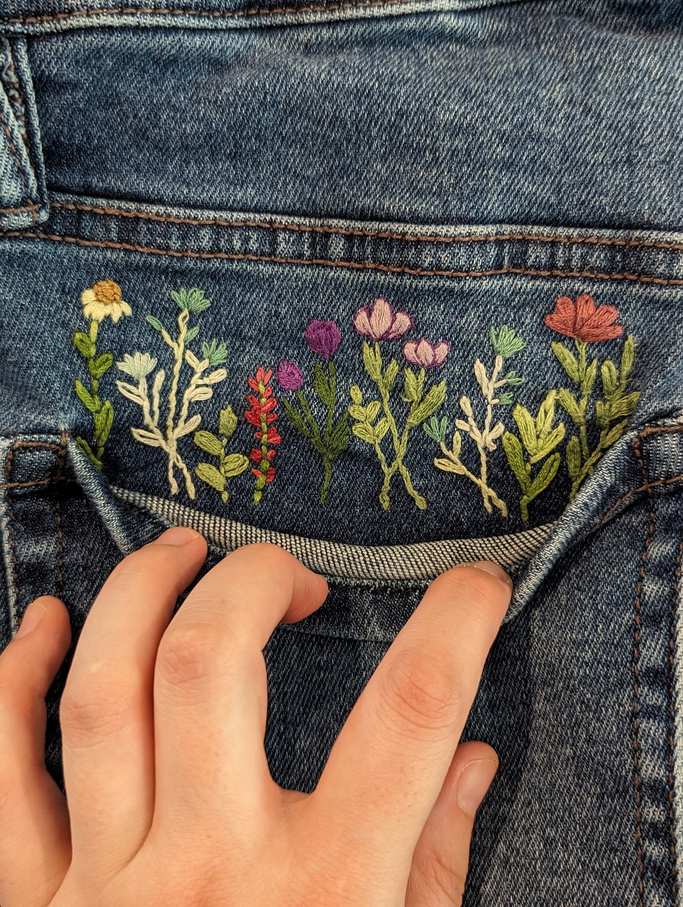 Wildflower Embroidery Design, for Pants Pocket Diy Hand Embroidery ...