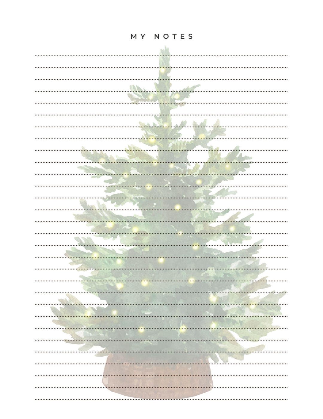 Holiday Tree Notes Digital Download Template - Etsy