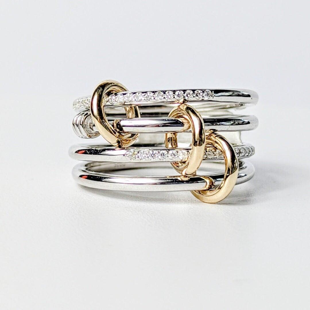 Gold Connected Rings, Rings Joined Together, Multi-band, Lab Grown ...