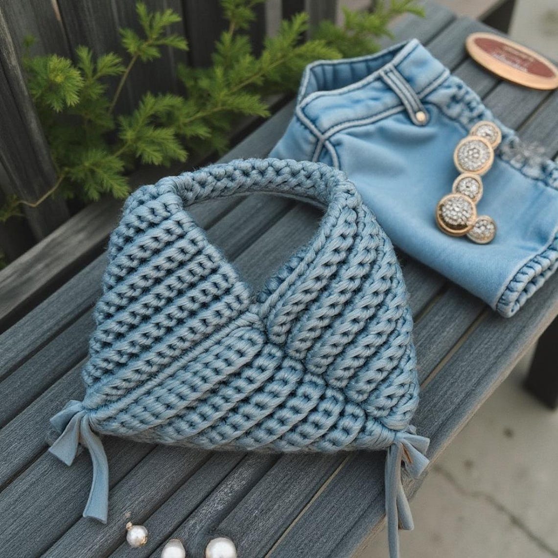Trendy Shoulder Bag, Magnetic Close, Crochet Bag, Handbag, Purse, T ...