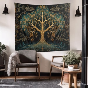 Alchemical Tree of Life Wall Tapestry: Tarot Card Aesthetic, Multiple ...