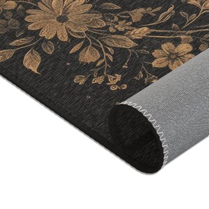 Faded Crescent Moon & Wildflower Mandala Polyester Chenille Area Rug (3 ...