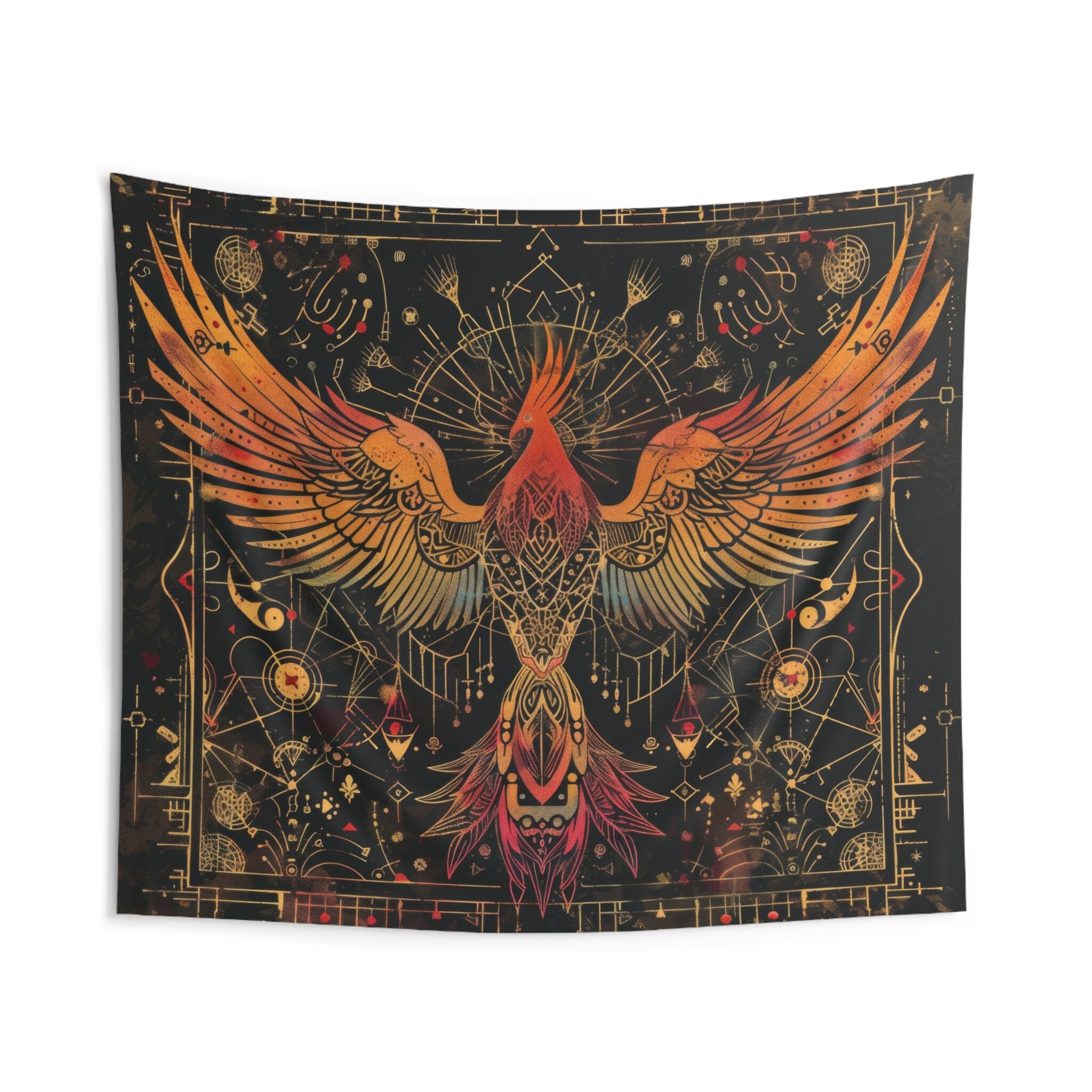 Phoenix Rising Indoor Wall Tapestry, Dark Occult Design, Sacred ...