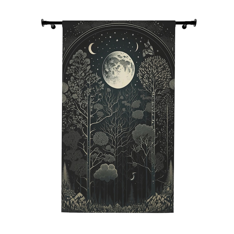 Sacred Geometry Moonlit Forest Design 100% Polyester Blackout Curtain ...