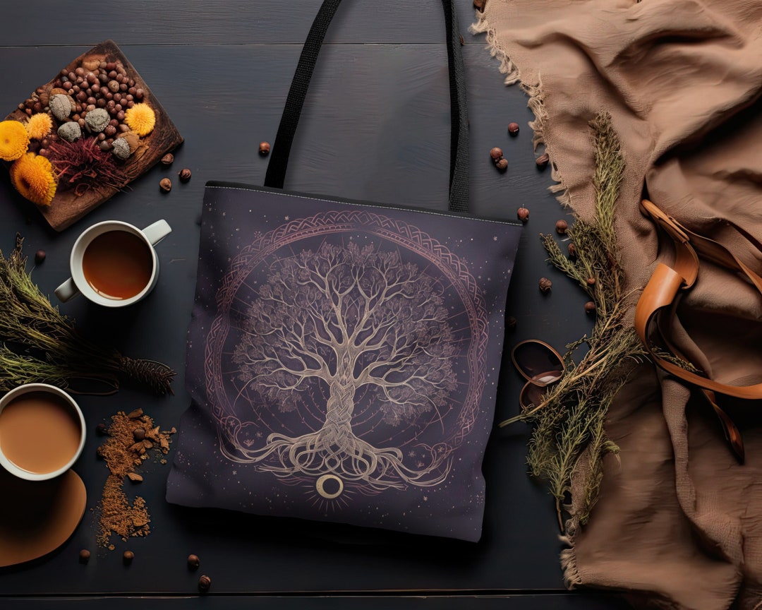 Purple Tree of Life Mandala Double Sided Tote Bag, Dark Occult Design ...