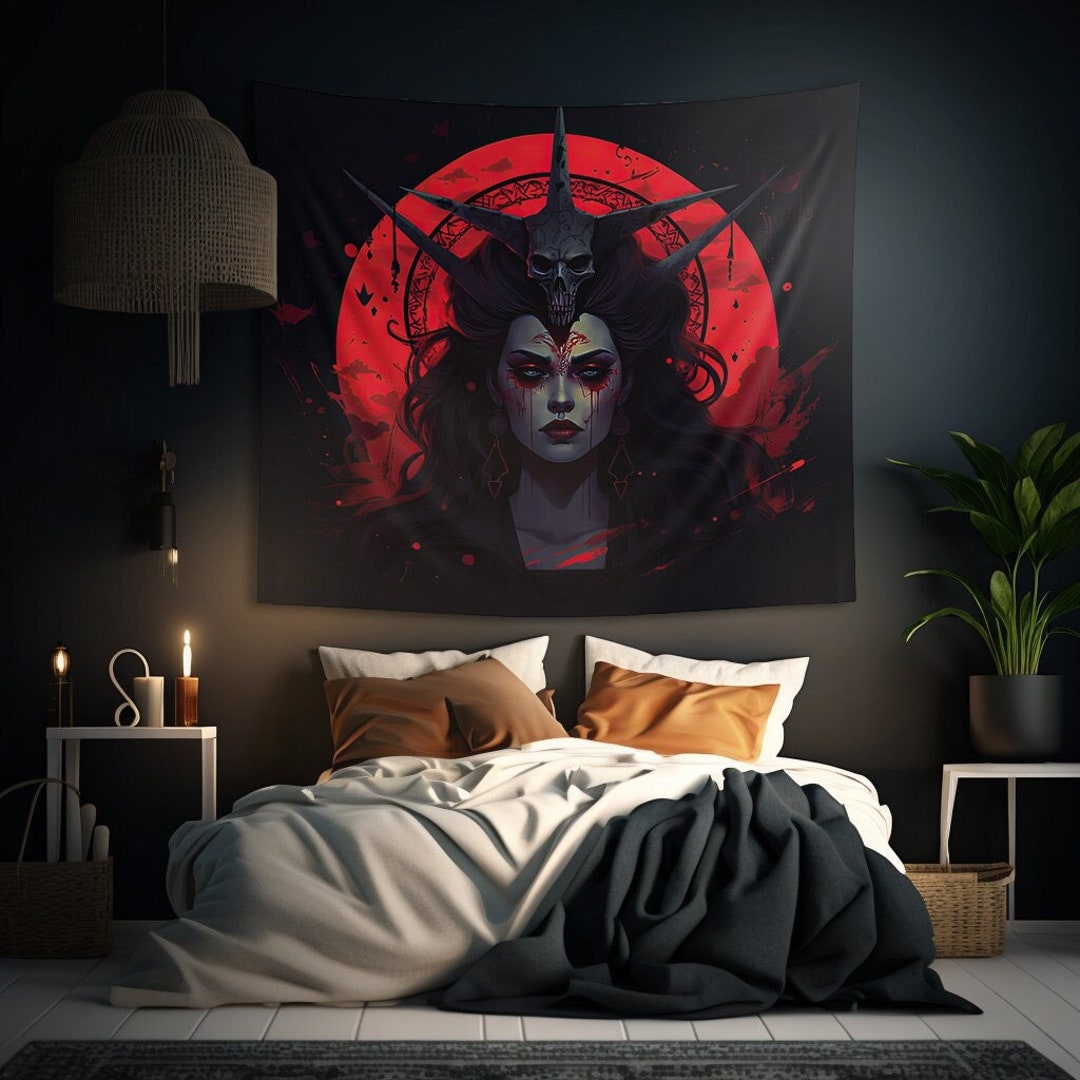 Blood Goddess Wall Tapestry: Vampire Aesthetic, Ritual Gothic Style ...