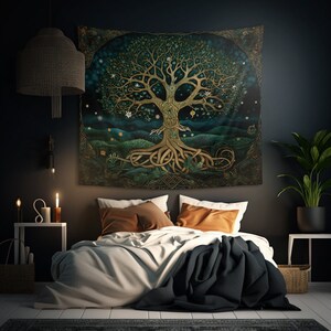 Celtic Style Tree of Life Wall Tapestry: Folk Aesthetic, Multiple Sizes ...