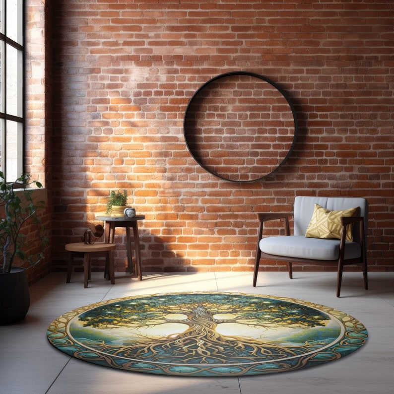 Celtic Tree of Life Chenille Large Round Area Rug Nature - Etsy