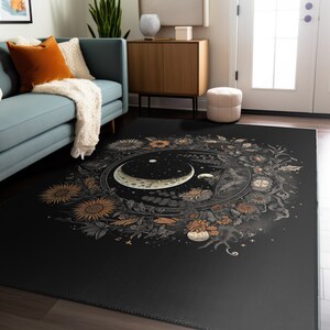 Wildflower and Crescent Moon Area Rug - 100% Polyester Chenille ...