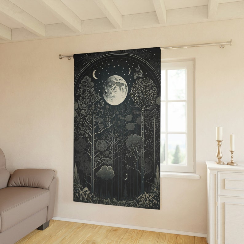 Sacred Geometry Moonlit Forest Design 100% Polyester Blackout Curtain ...