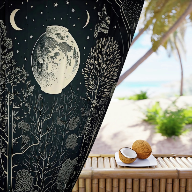 Sacred Geometry Moonlit Forest Design 100% Polyester Blackout Curtain ...